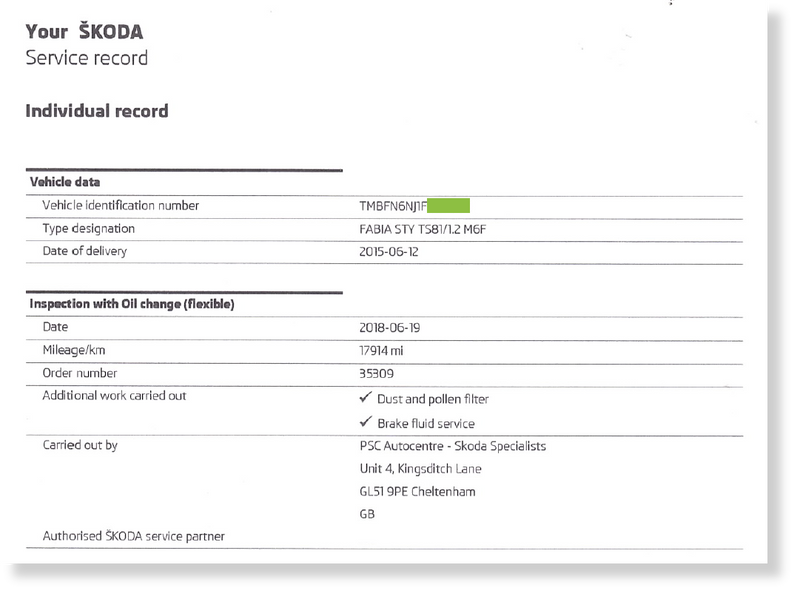 Skoda Independent Digital Service History - PSC Autocentre